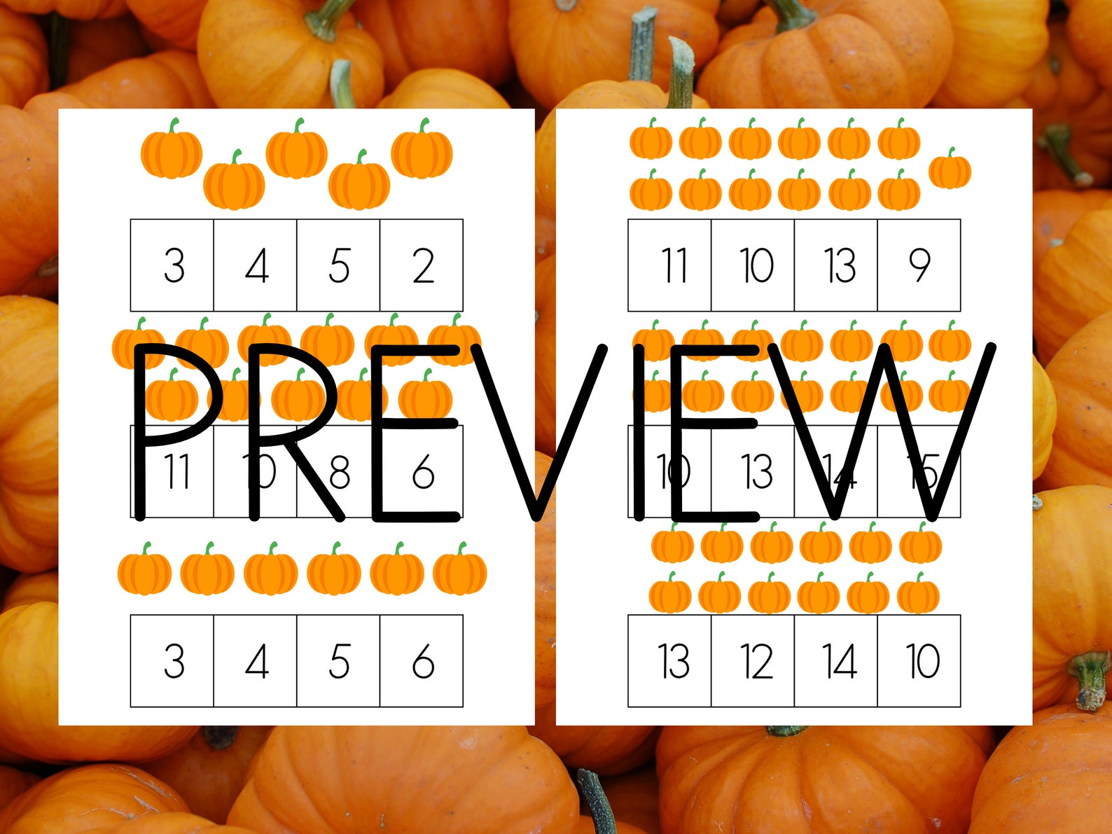 Pumpkin Counting Cards for Kids Preschool and Kindergarten - Etsy