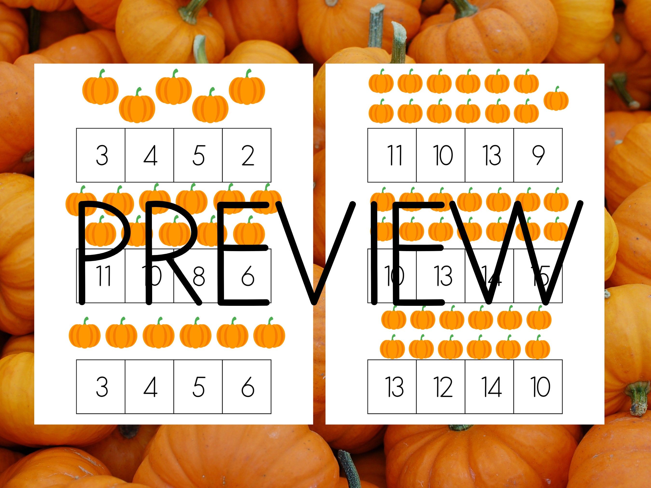Pumpkin Counting Cards for Kids Preschool and Kindergarten - Etsy
