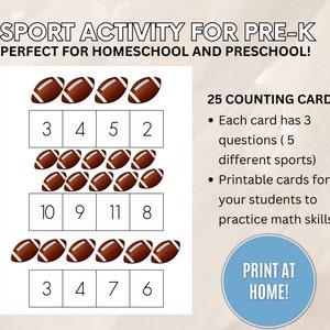 Sports Counting Cards for Kids | Preschool and Kindergarten Counting ...