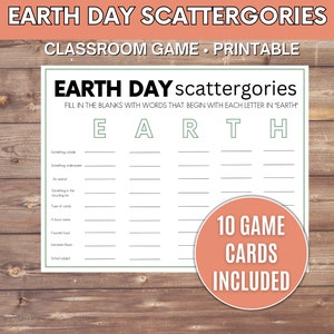 Earth Day Scattergories | Printable Earth Day Game | Science Class ...