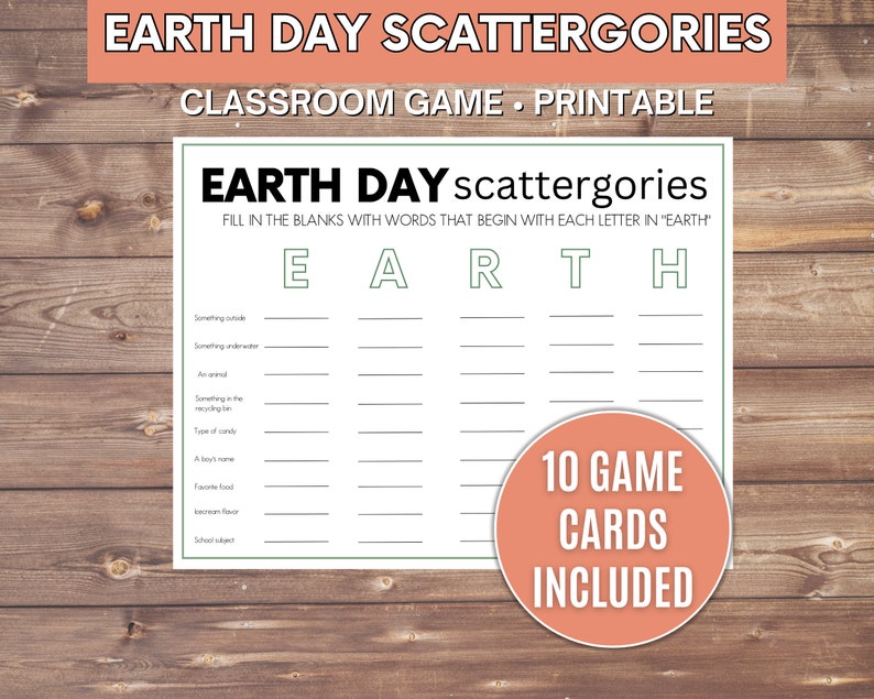 Earth Day Scattergories | Printable Earth Day Game | Science Class ...