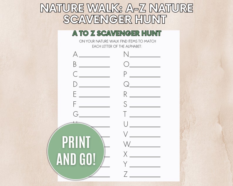 A-Z Nature Walk Scavenger Hunt | Outdoor Activity for Students ...