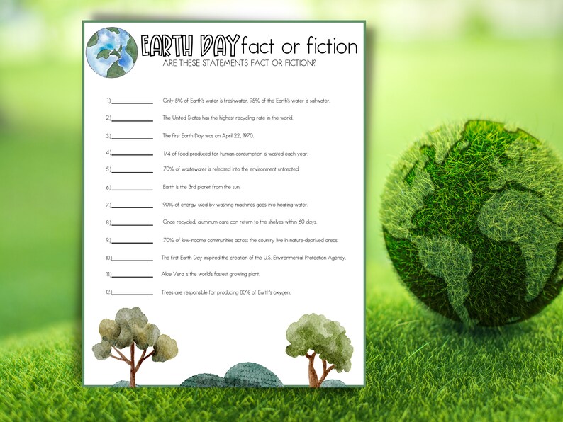 Earth Day Fact or Fiction With Earth Day Trivia and Earth Day - Etsy