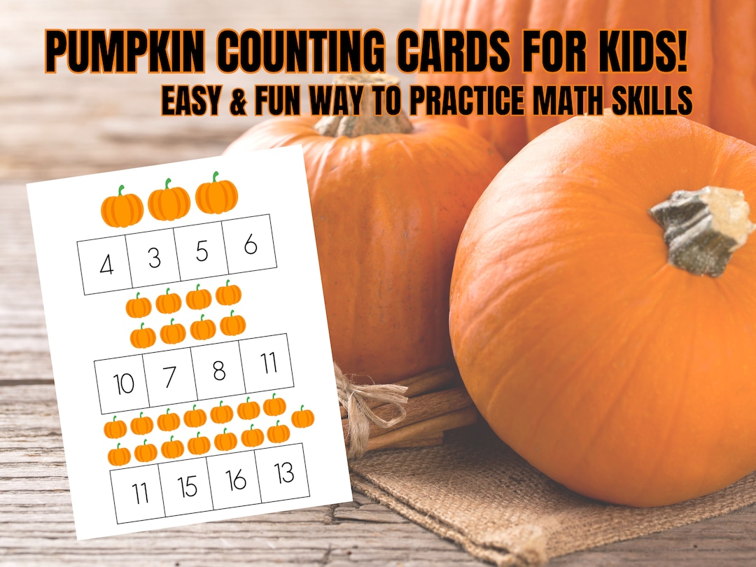 Pumpkin Counting Cards for Kids Preschool and Kindergarten - Etsy
