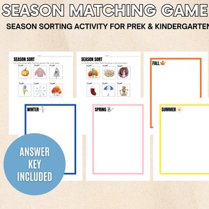 Season Sorting Activity | Four Season Activity | Educational Printable ...