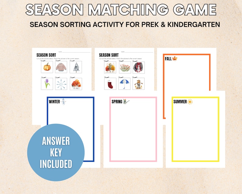 Season Sorting Activity | Four Season Activity | Educational Printable ...