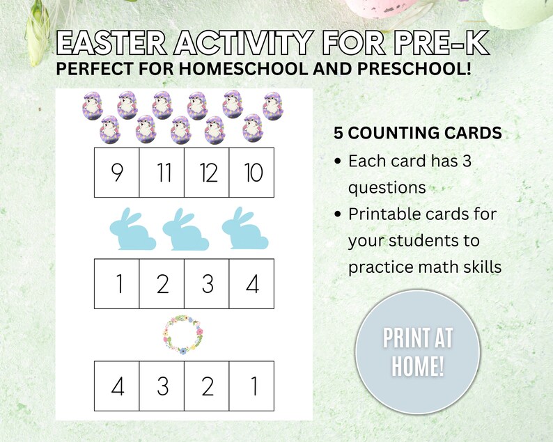 Easter Counting Cards for Kids | Preschool and Kindergarten Counting ...