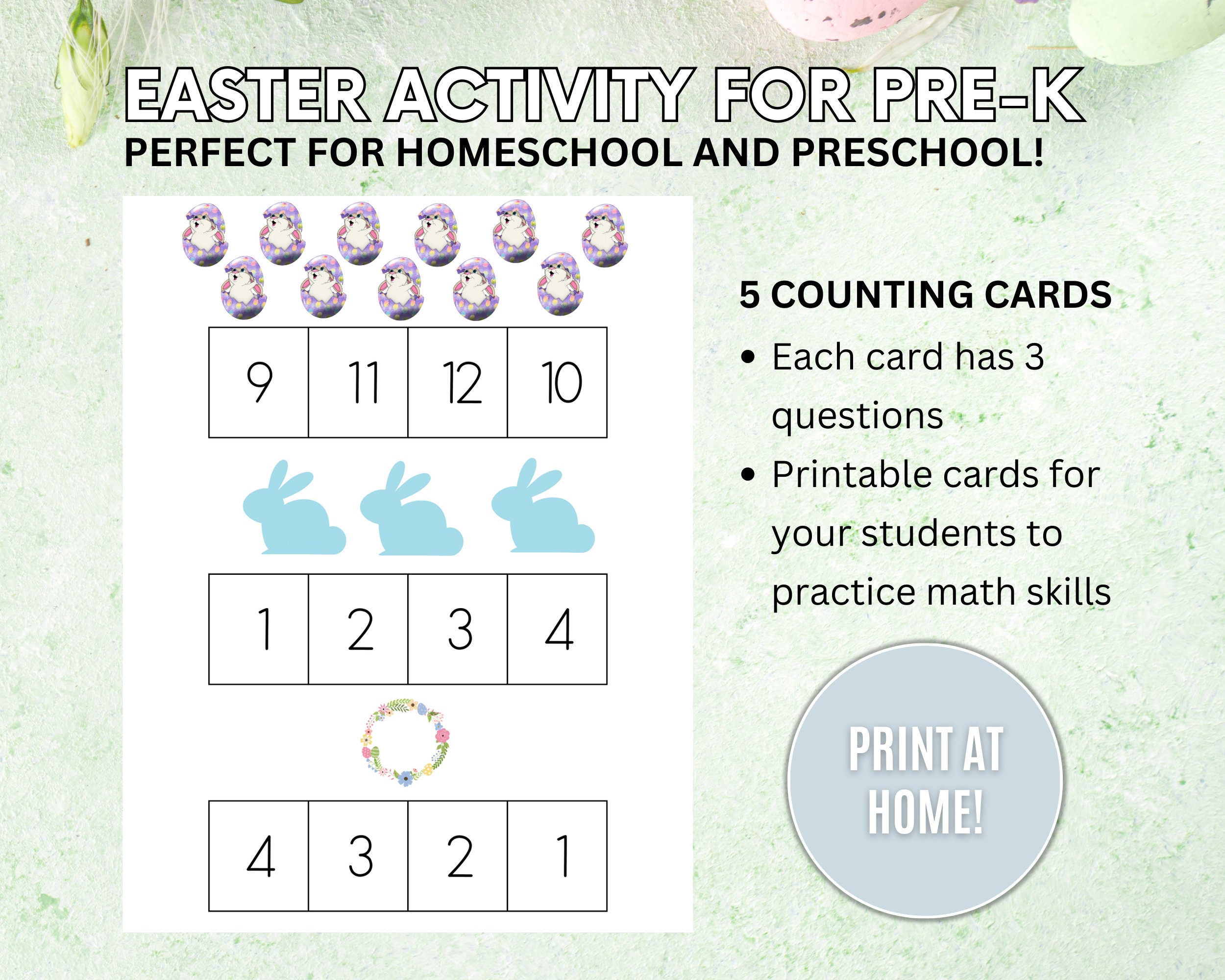 Easter Counting Cards for Kids | Preschool and Kindergarten Counting ...