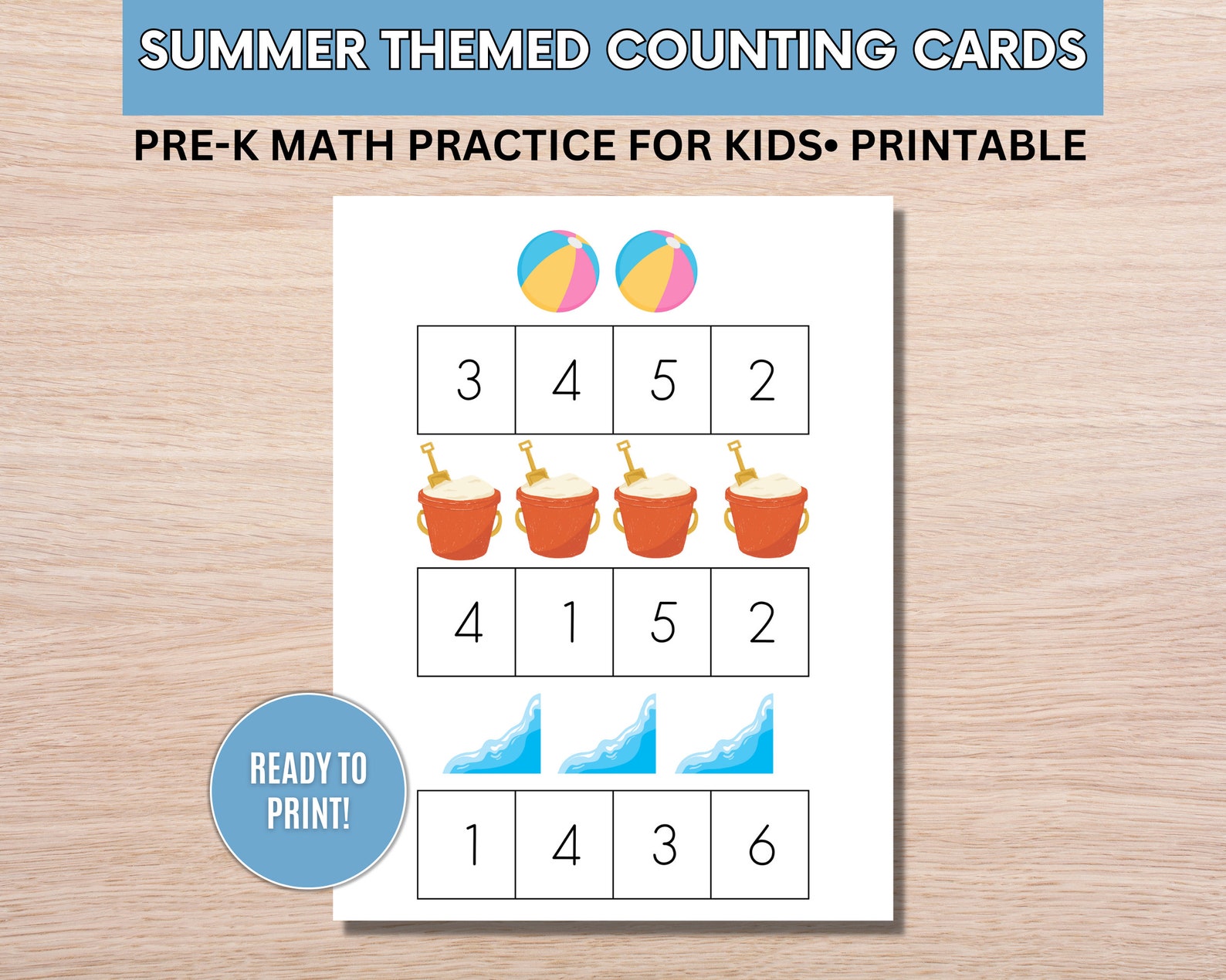 Summer Themed Counting Cards for Kids Counting Activity for Kids Summer ...