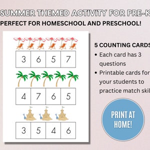 Summer Themed Counting Cards for Kids | Counting Activity for Kids ...