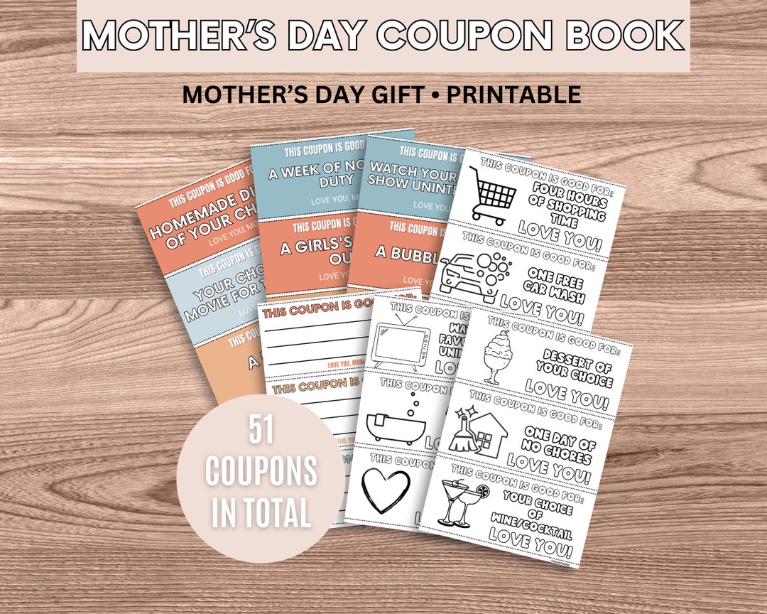 Mother's Day Coupon Book | Coupon Book for Mom | Printable Gift for Mom ...