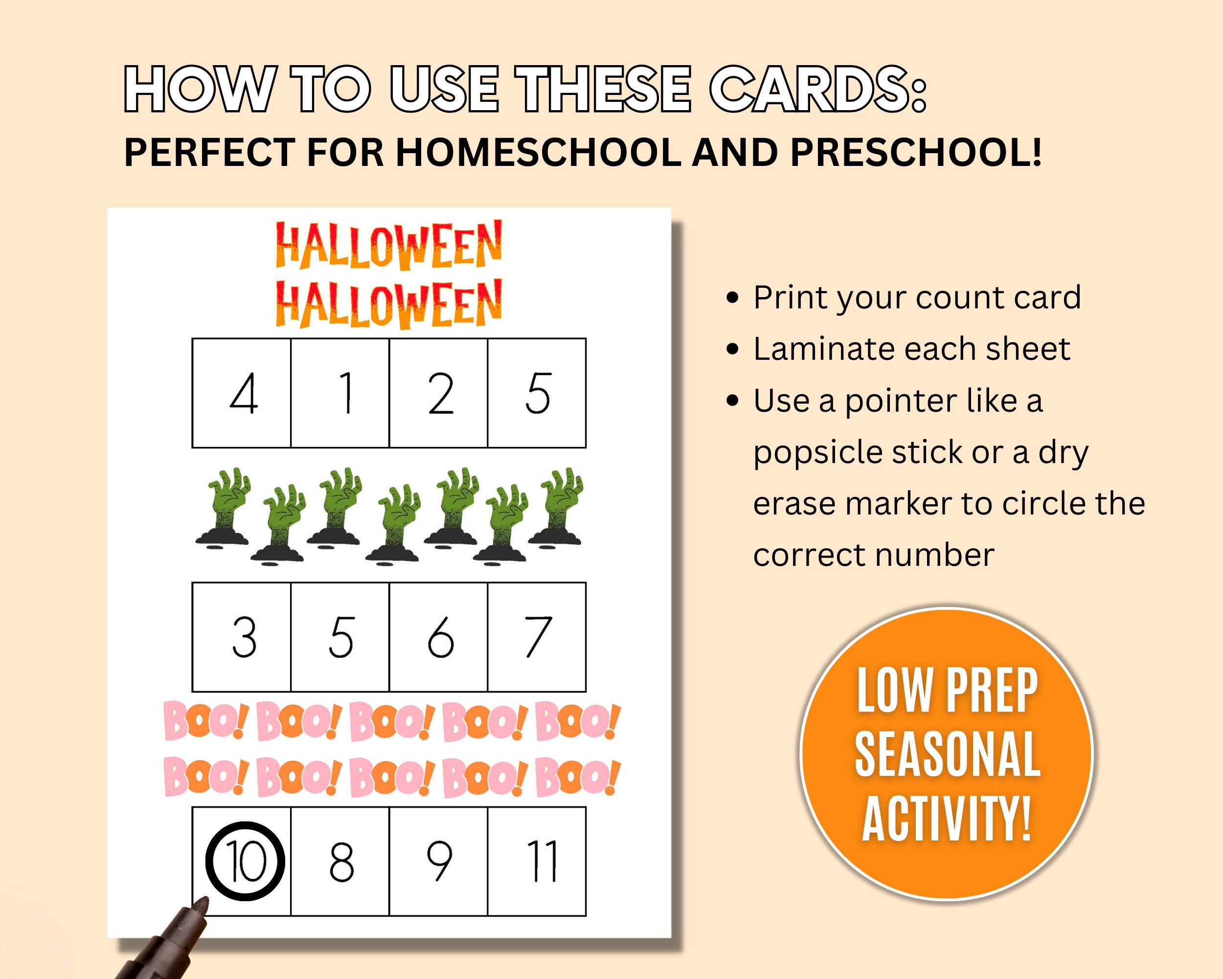 Halloween Counting Activity for Kids | Daycare Halloween Activity for ...