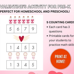 Valentine's Counting Cards for Kids | Preschool and Kindergarten ...