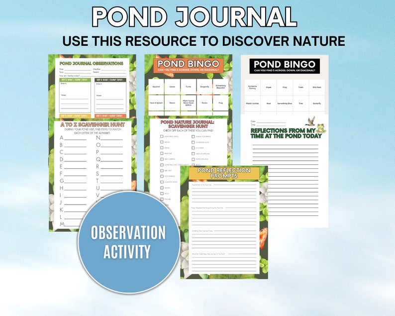 Pond Observation Journal Bundle | Science Activity for Kids | Outdoor ...