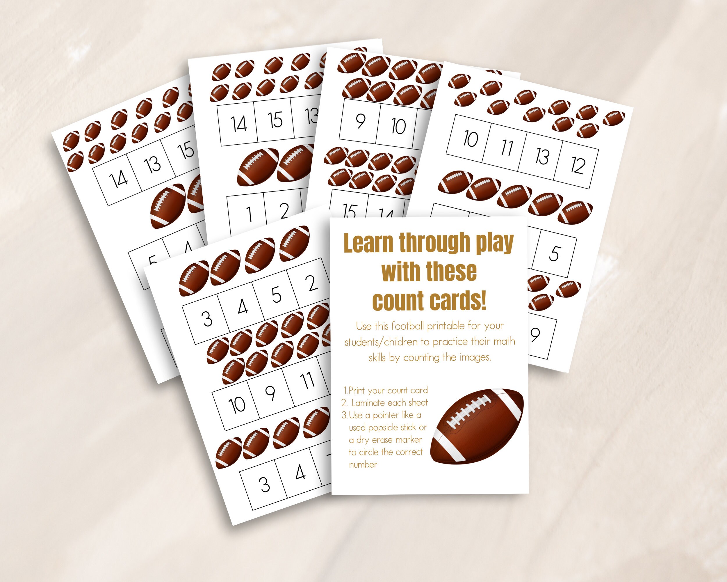 Sports Counting Cards for Kids Preschool and Kindergarten Counting ...