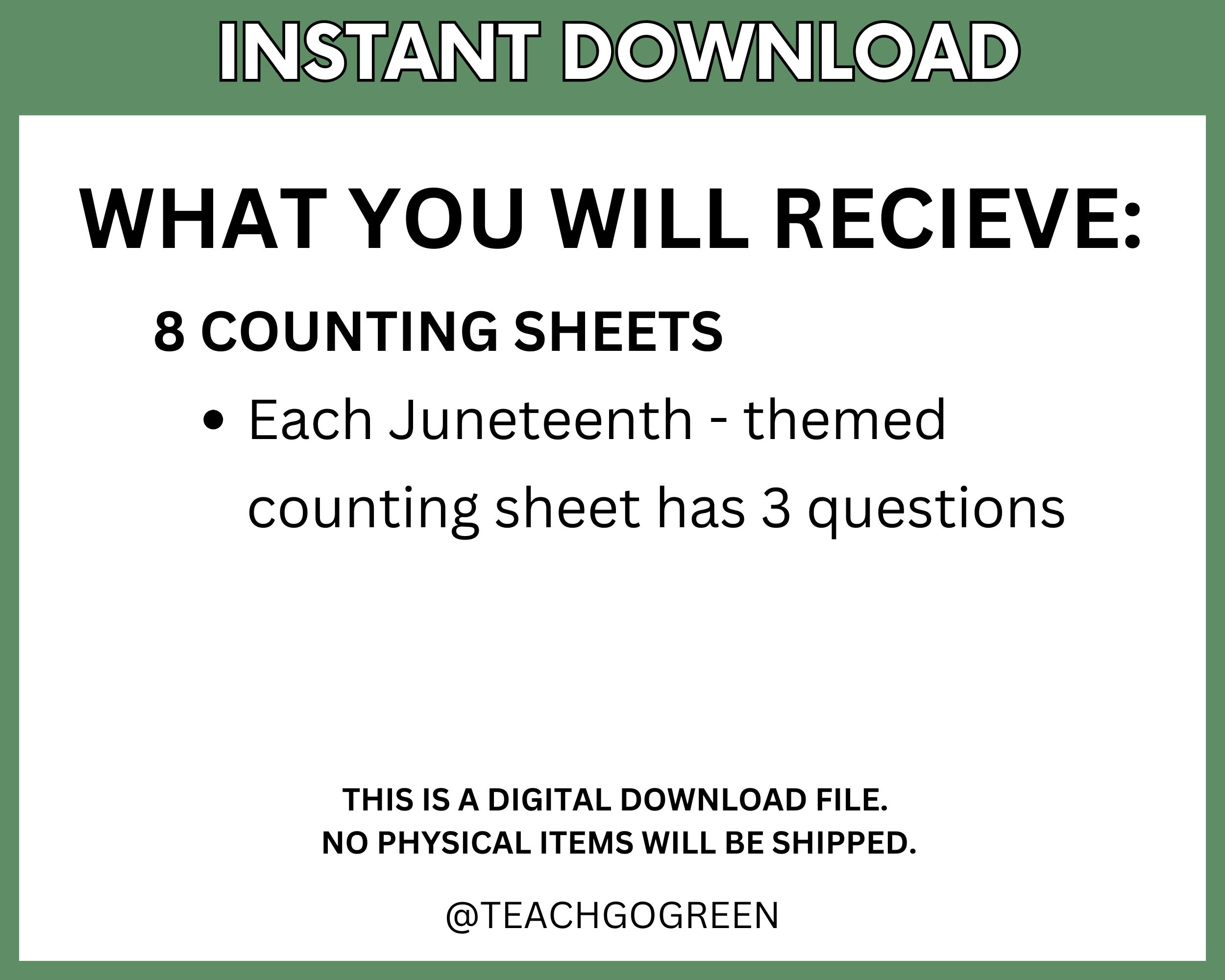 Juneteenth Counting Exercise for Pre-k | Counting Activity for Kids ...