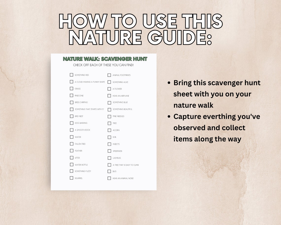 Nature Walk Scavenger Hunt Checklist | Nature Walk Activity | Science ...