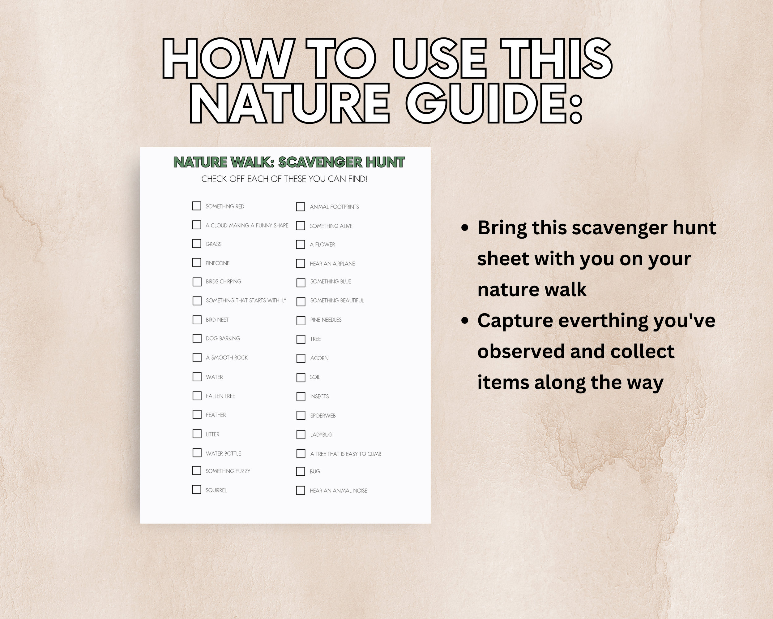 Nature Walk Scavenger Hunt Checklist | Nature Walk Activity | Science ...