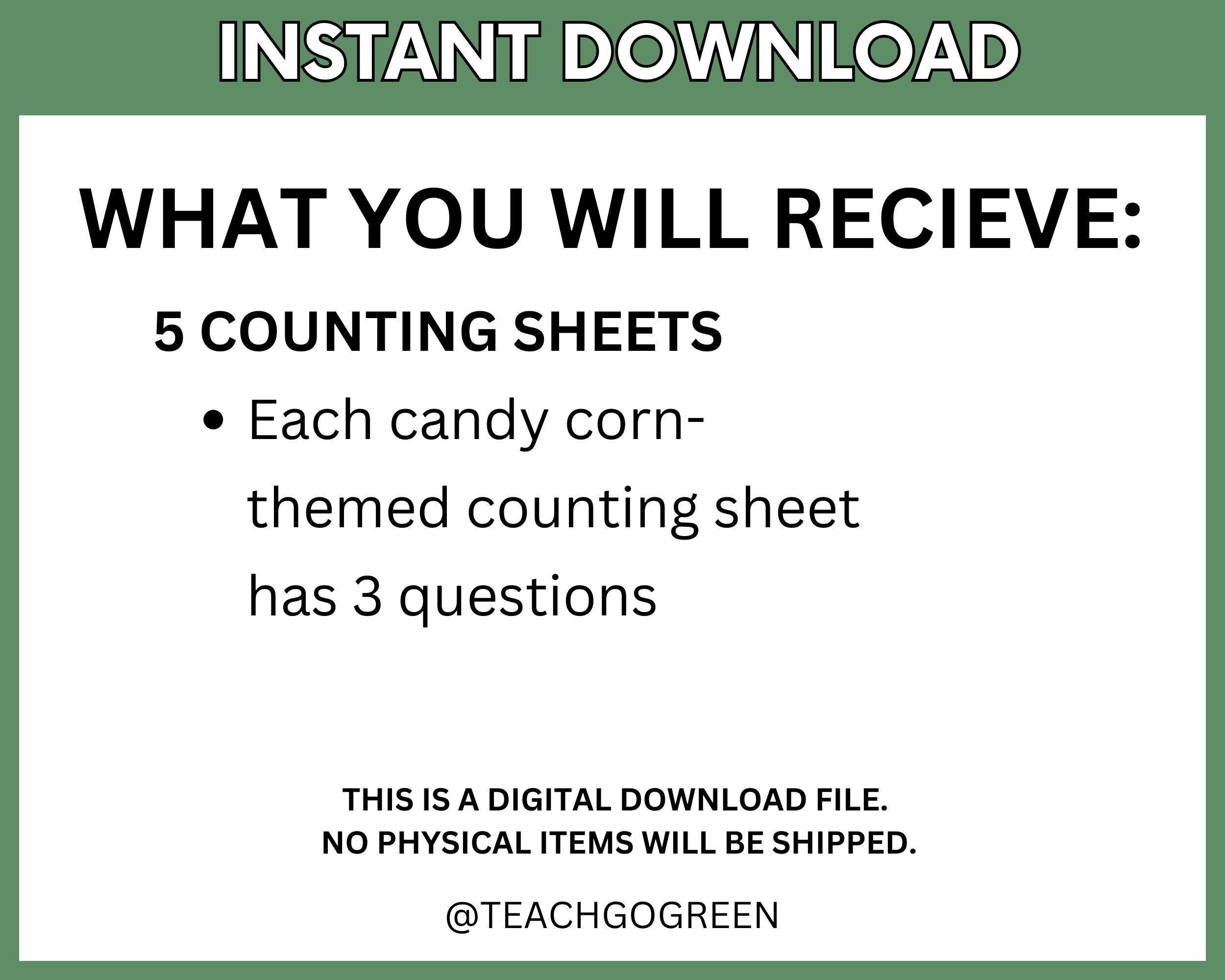 Candy Corn Counting Cards for Kids | Preschool and Kindergarten ...