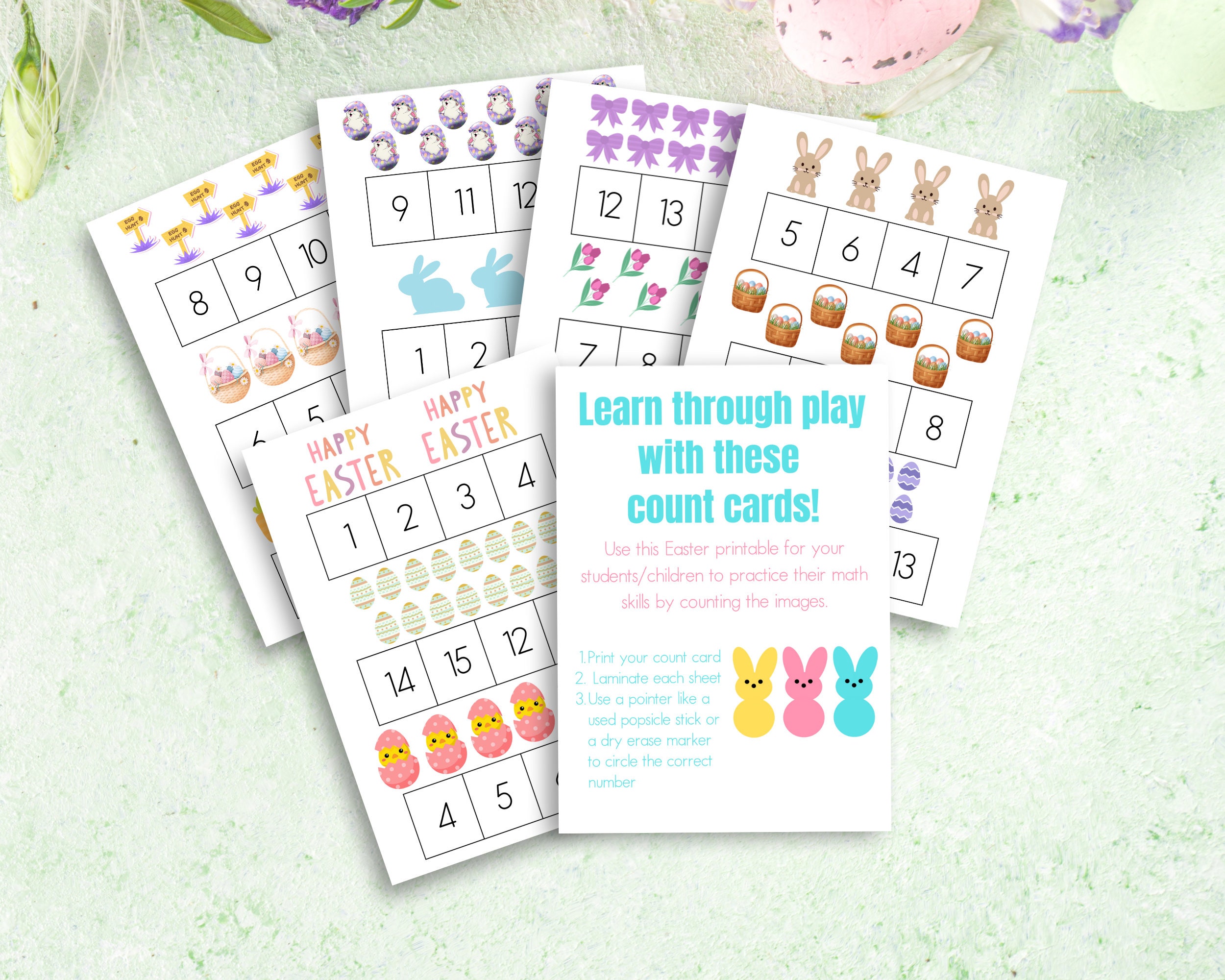 Easter Counting Cards for Kids | Preschool and Kindergarten Counting ...