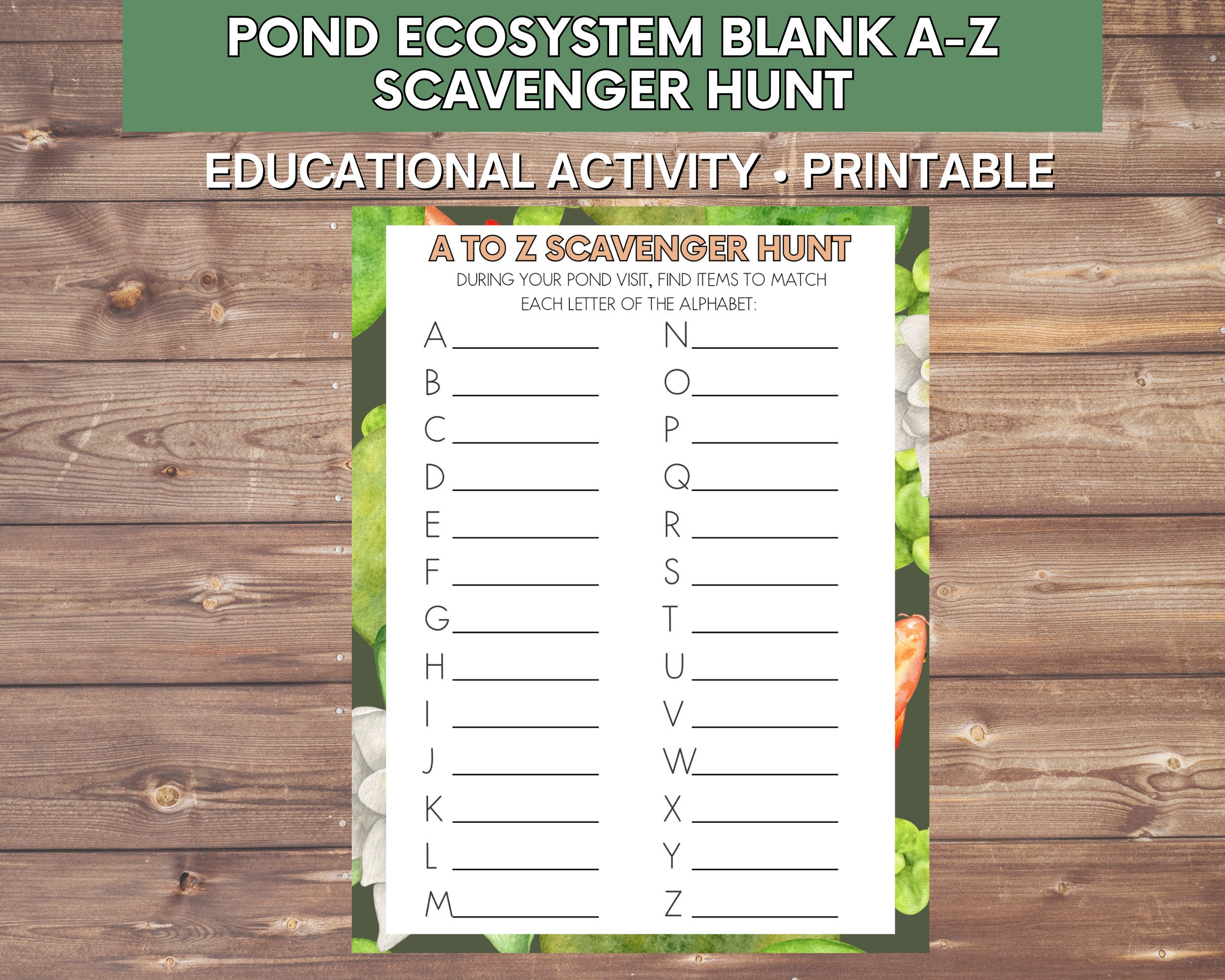 A to Z Scavenger Hunt Pond - Etsy
