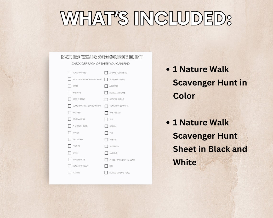 Nature Walk Scavenger Hunt Checklist | Nature Walk Activity | Science ...