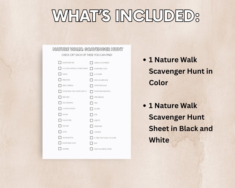 Nature Walk Scavenger Hunt Checklist | Nature Walk Activity | Science ...