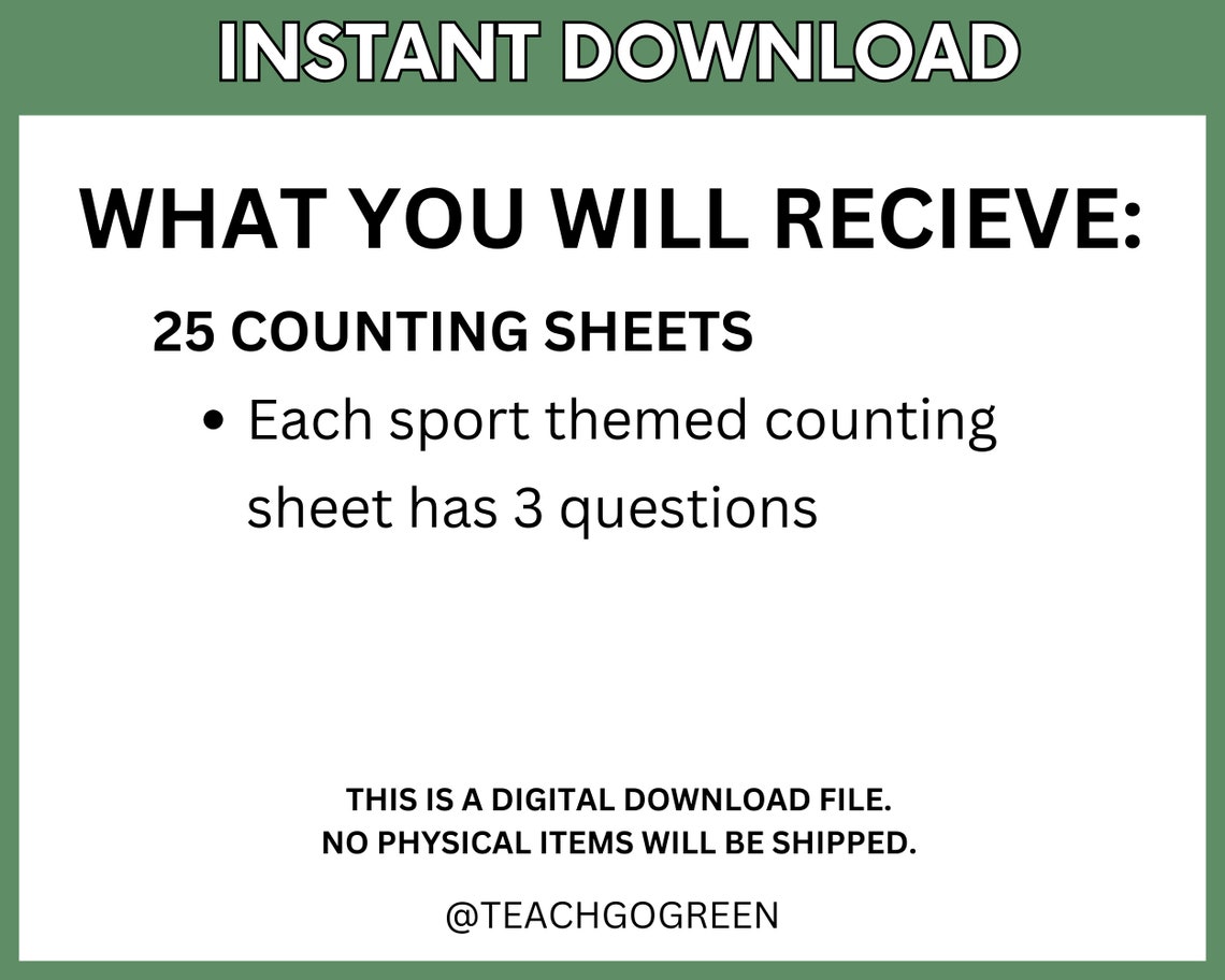 Sports Counting Cards for Kids | Preschool and Kindergarten Counting ...