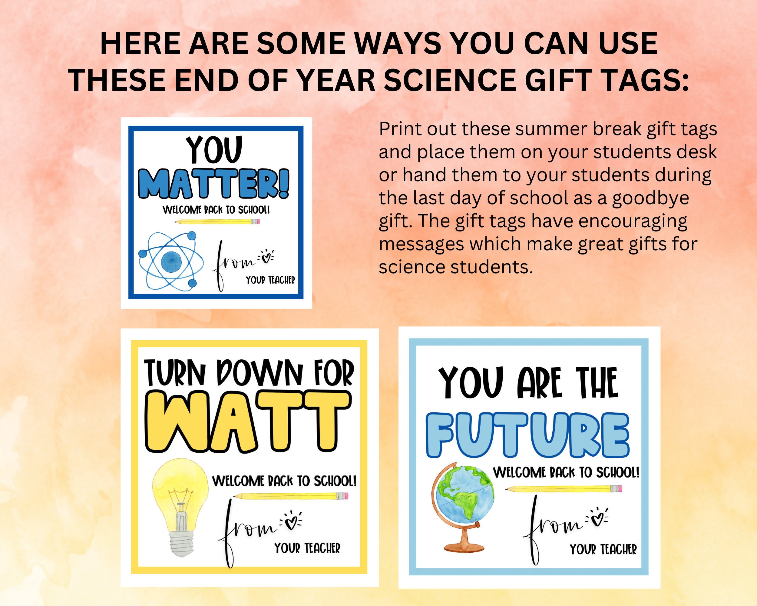 End of School Year Student Gift Tags | Teacher to Student Gift | Gift ...