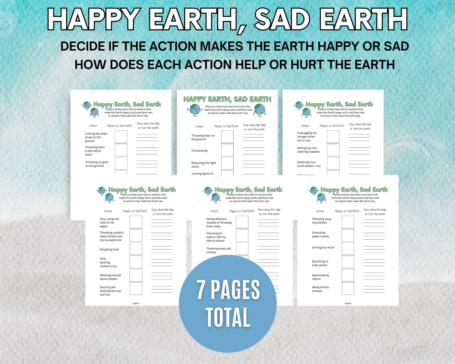 Happy Earth Vs Sad Earth Activity | Elementary School Science Activity ...
