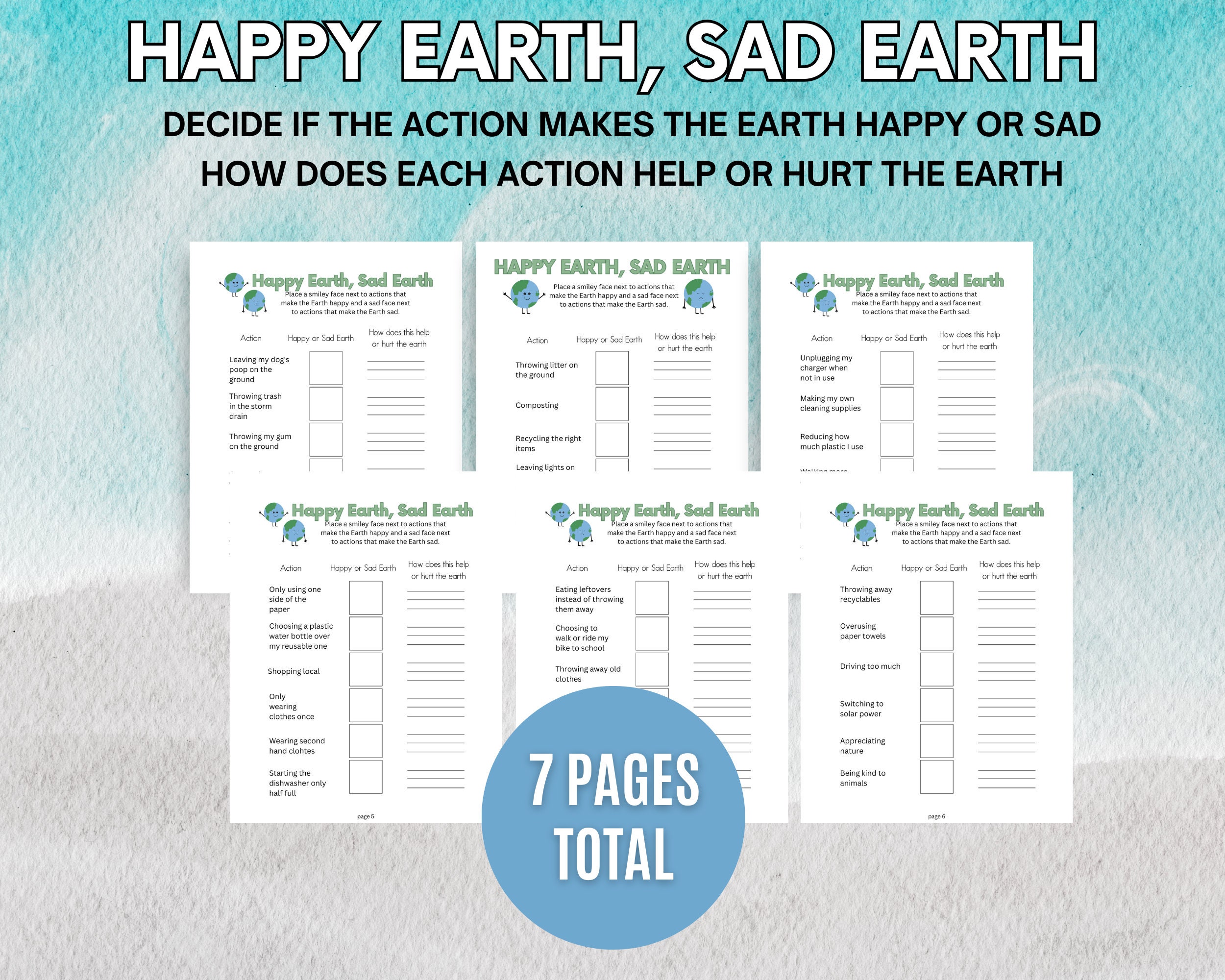 Happy Earth Vs Sad Earth Activity | Elementary School Science Activity ...