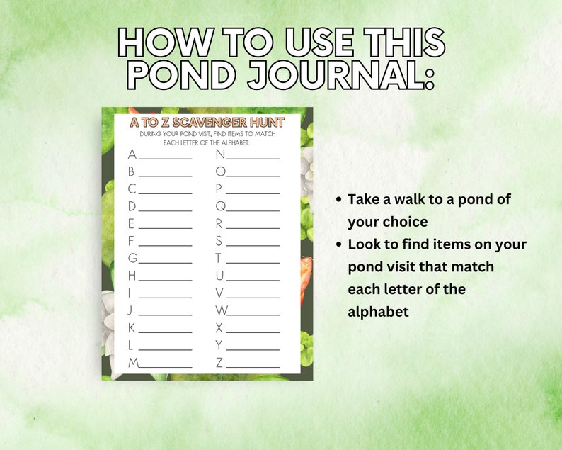 A to Z Scavenger Hunt Pond - Etsy