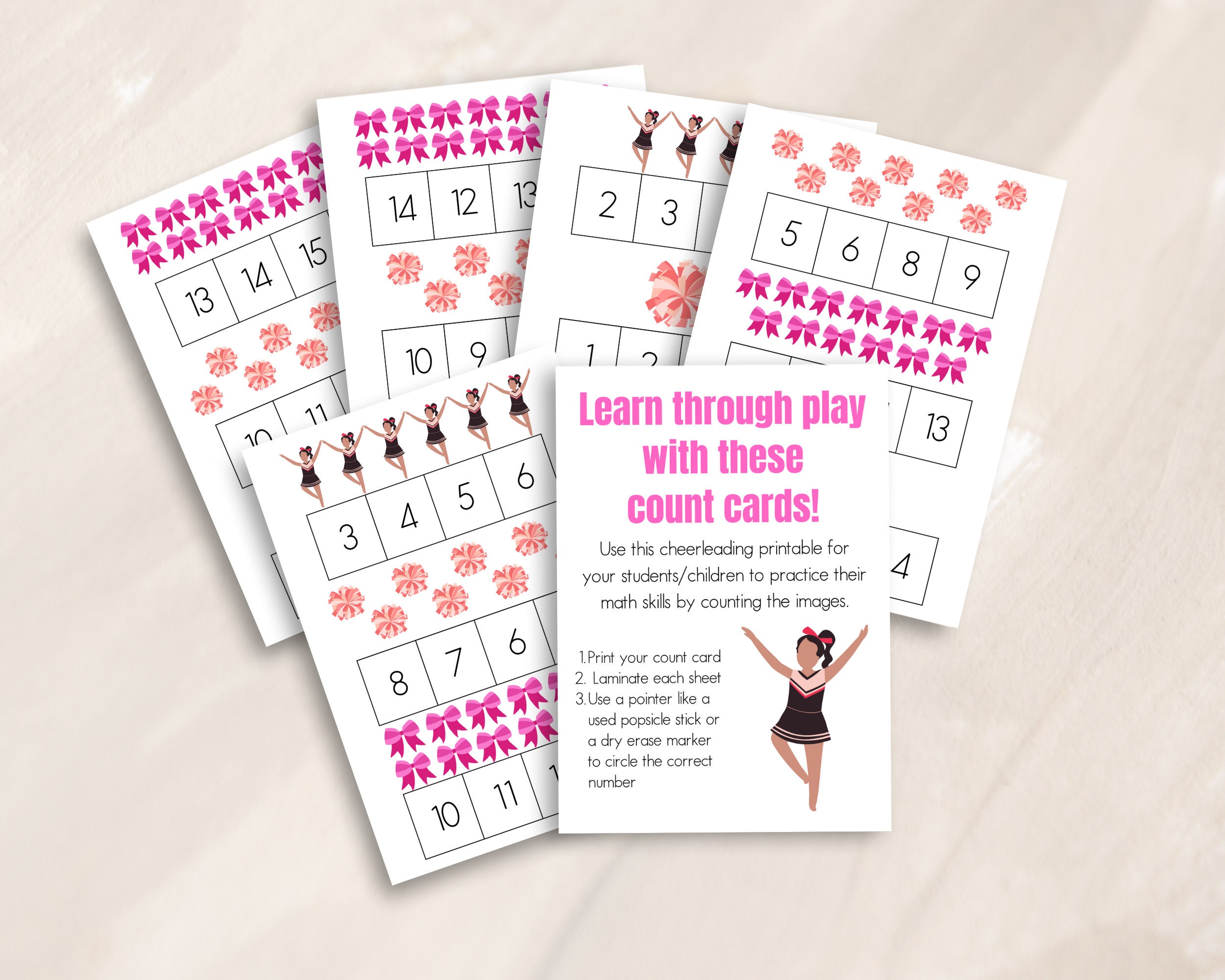 Sports Counting Cards for Kids Preschool and Kindergarten Counting ...