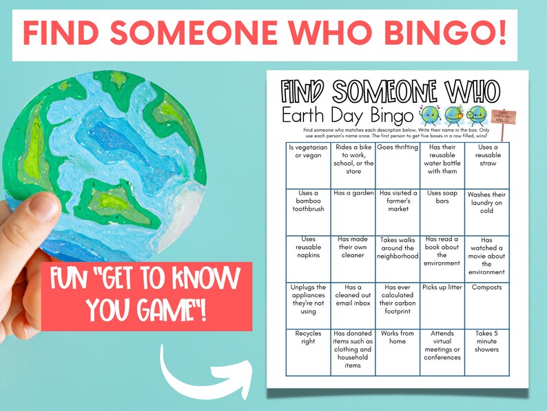 Find Someone Who Game Earth Day Get to Know Bingo - Etsy