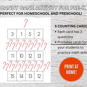 Candy Cane Counting Cards for Kids | Preschool and Kindergarten ...