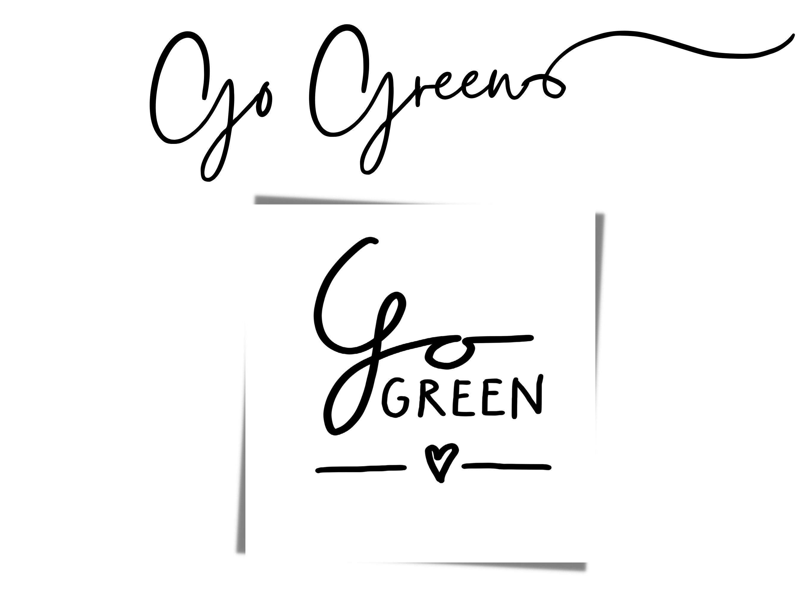 Go Green Environmental Quote Poster, Sustainability Saying, Black and ...