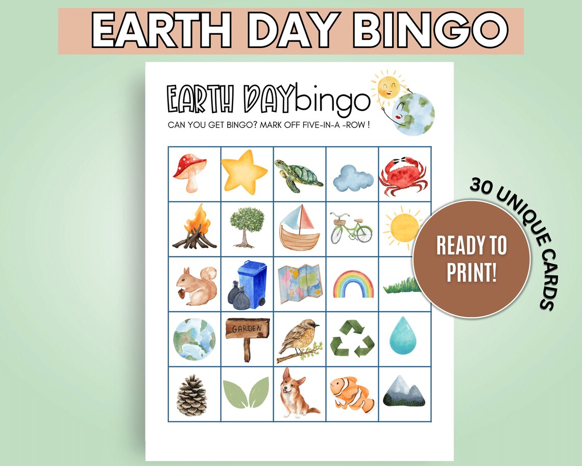 Earth Day Picture Bingo | Printable Science Bingo Cards for Kids ...