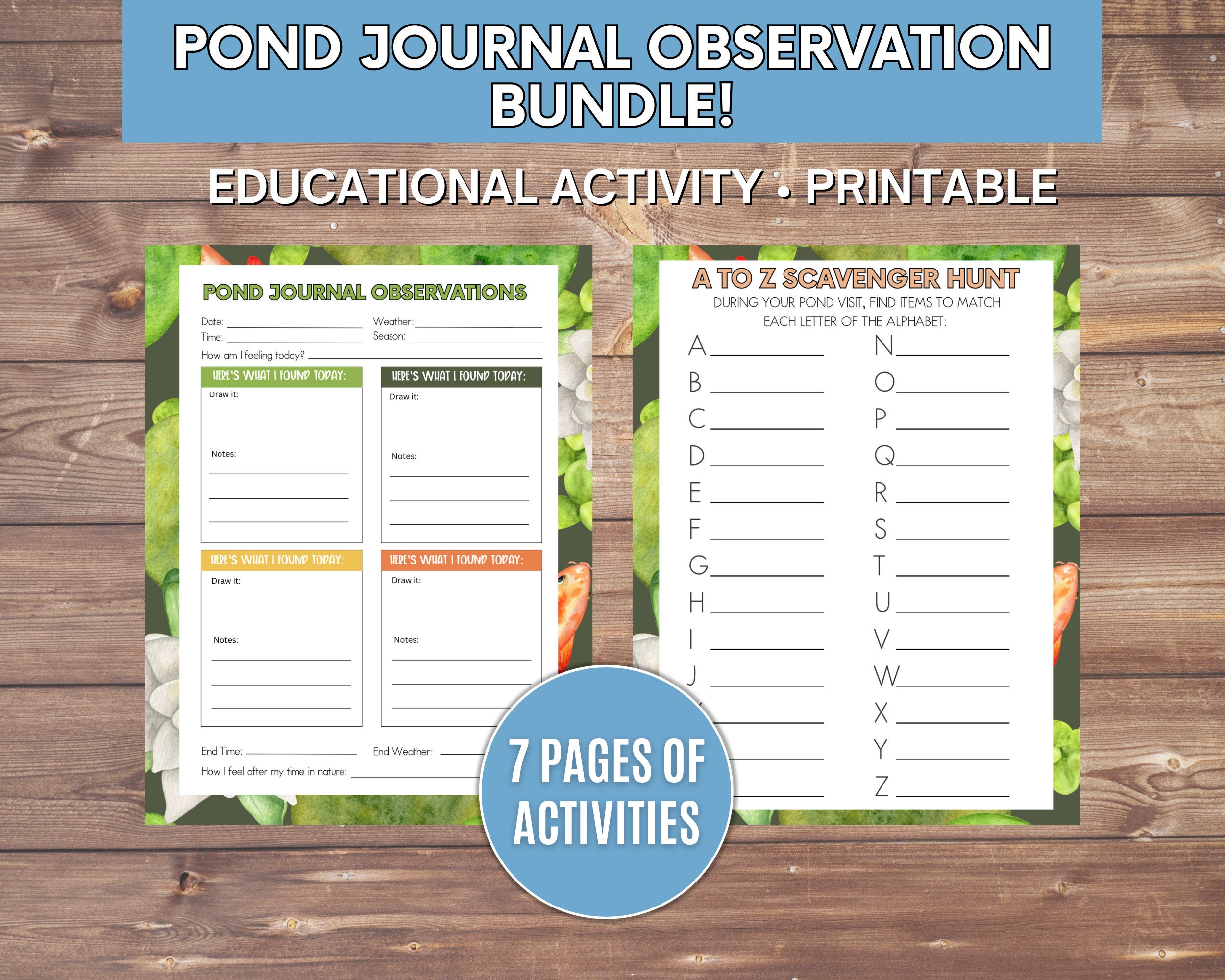 Pond Observation Journal Bundle | Science Activity for Kids | Outdoor ...