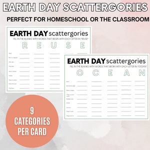 Earth Day Scattergories | Printable Earth Day Game | Science Class ...
