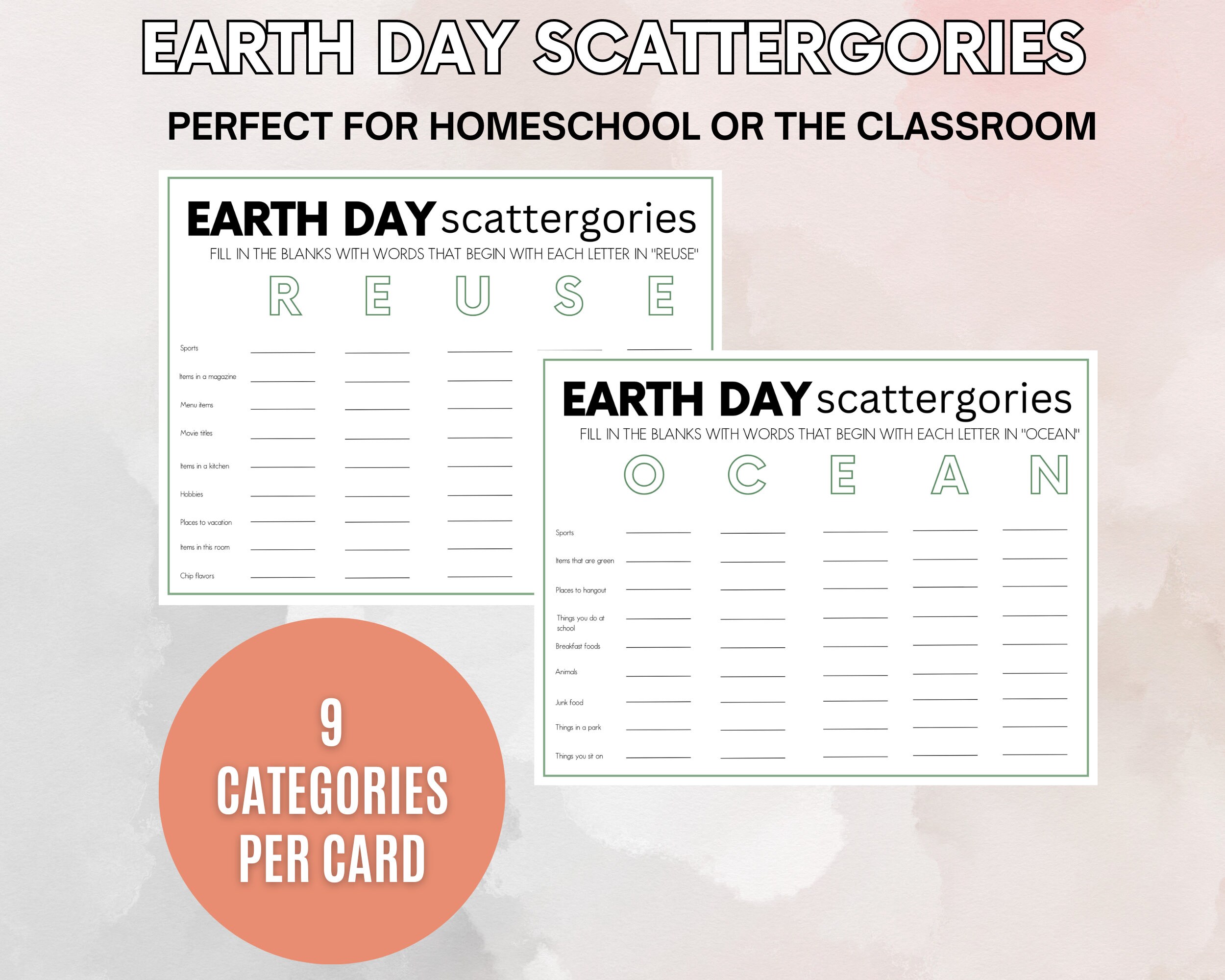 Earth Day Scattergories | Printable Earth Day Game | Science Class ...