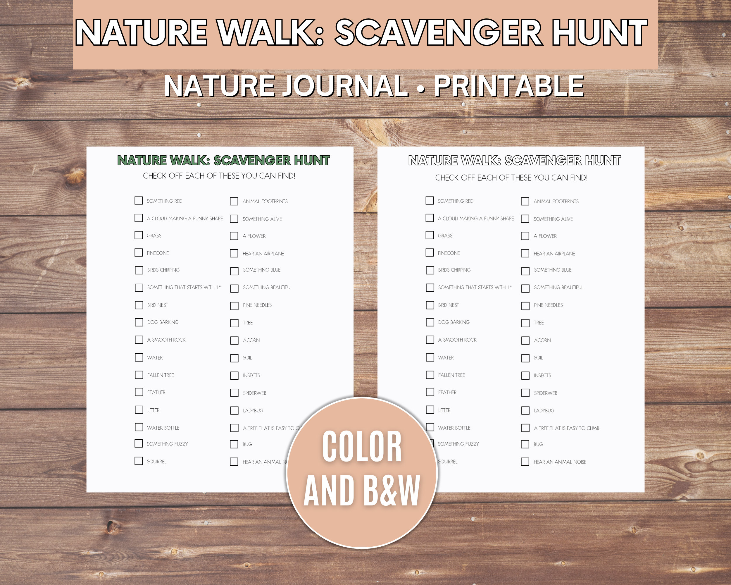 Nature Walk Scavenger Hunt Checklist | Nature Walk Activity | Science ...