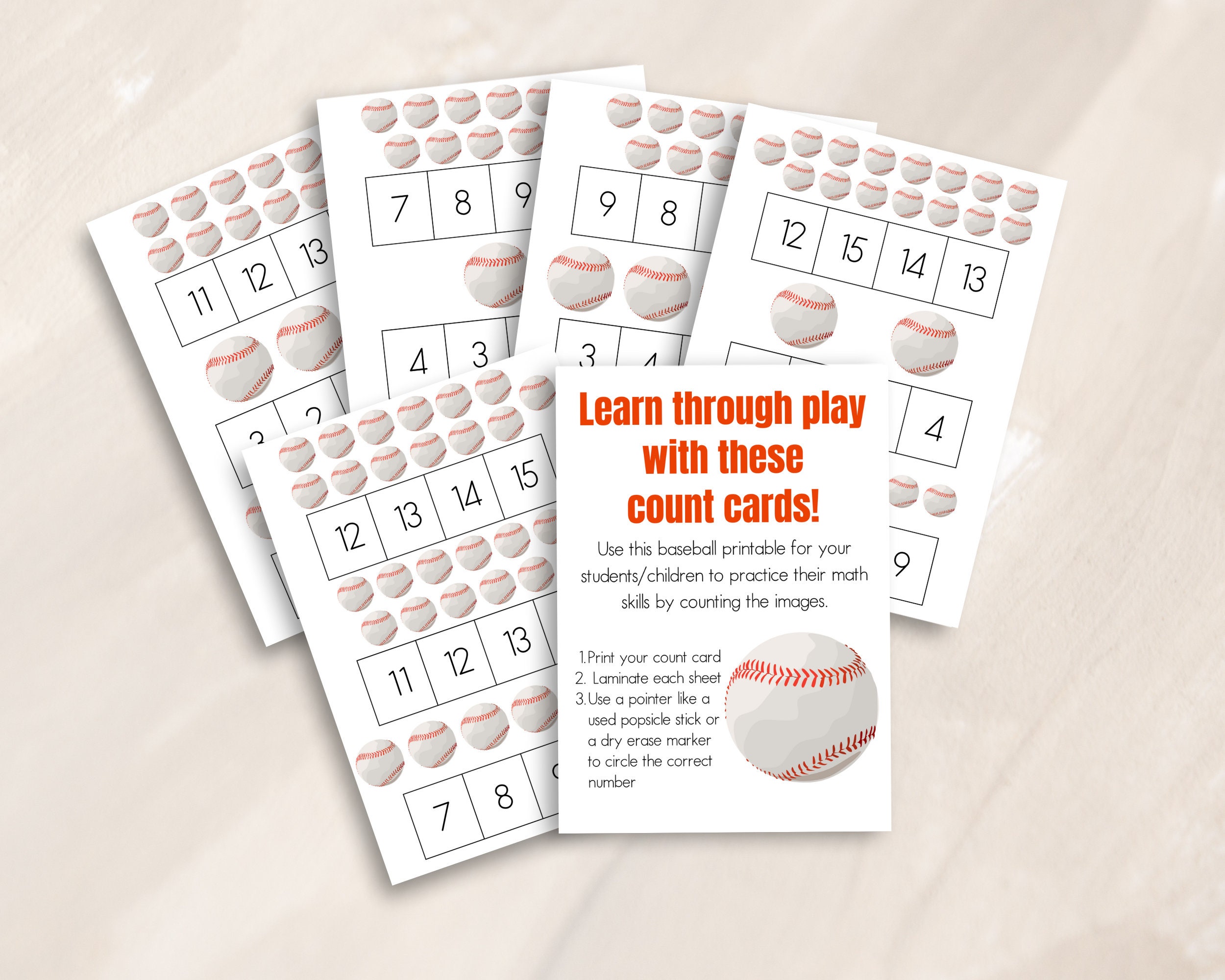 Sports Counting Cards for Kids Preschool and Kindergarten Counting ...