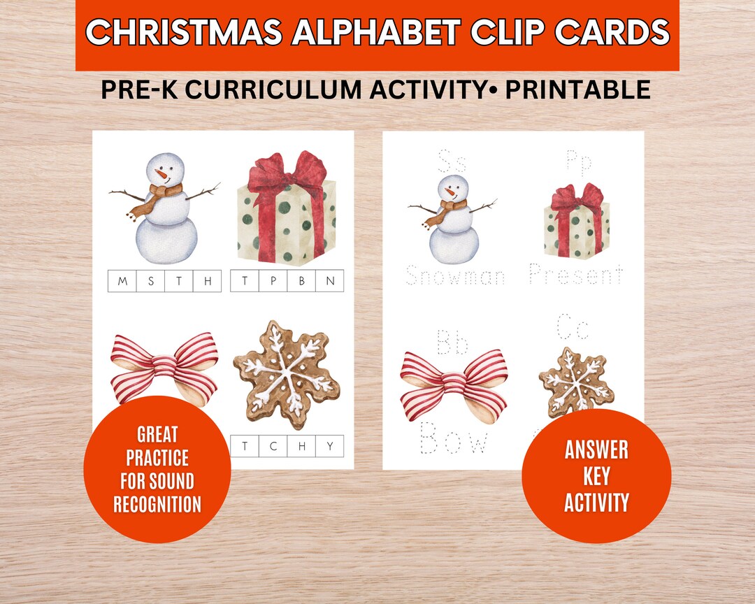 Christmas Themed Clip Cards | Alphabet Clip Cards | Preschool ...
