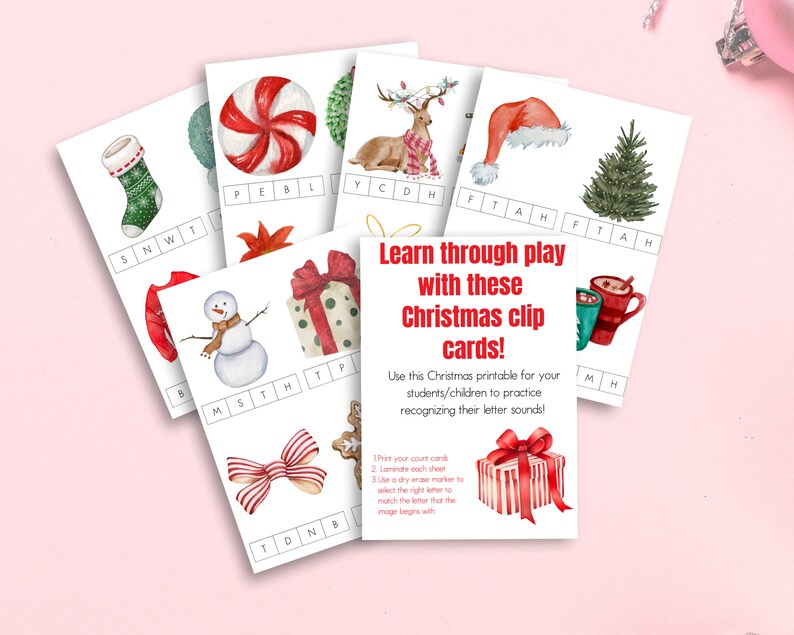 Christmas Themed Clip Cards | Alphabet Clip Cards | Preschool ...
