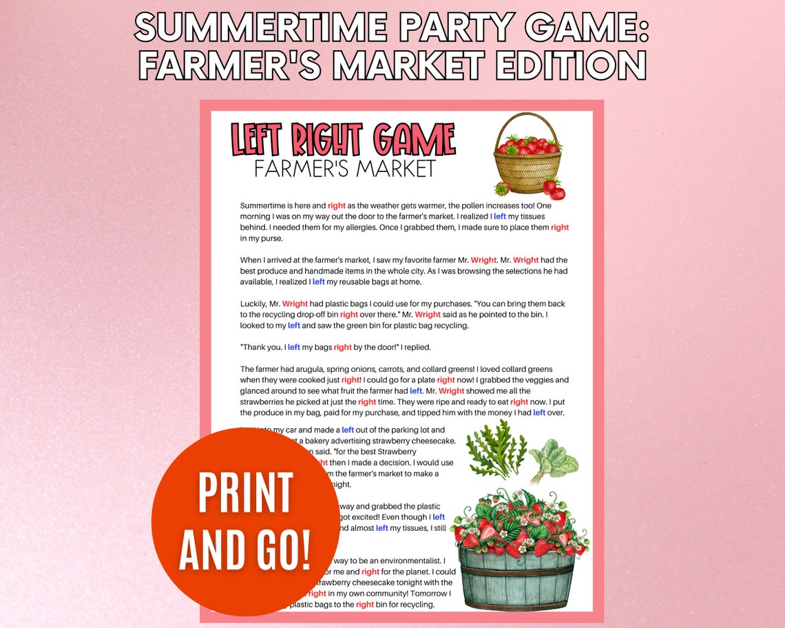 Farmers Market Strawberry Theme Left Right Game | Farmer Market Game ...