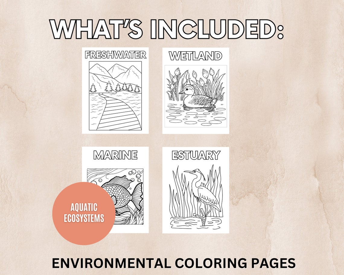 Ecosystem Coloring Pages Activity | Nature Scenes Coloring Book ...