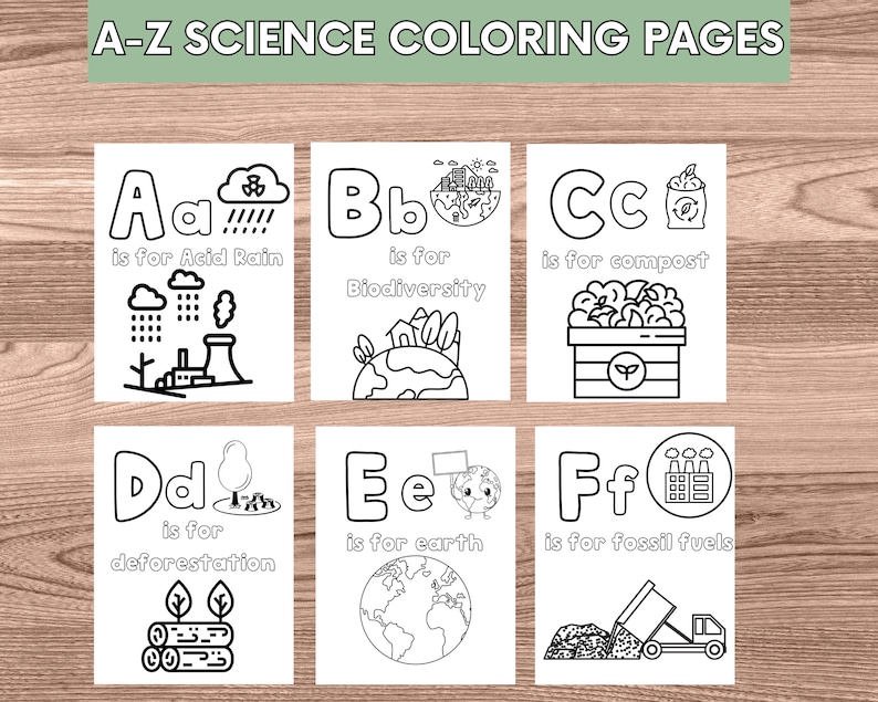 A-Z Science Alphabet Coloring Pages | Alphabet Coloring Pages for Kids ...