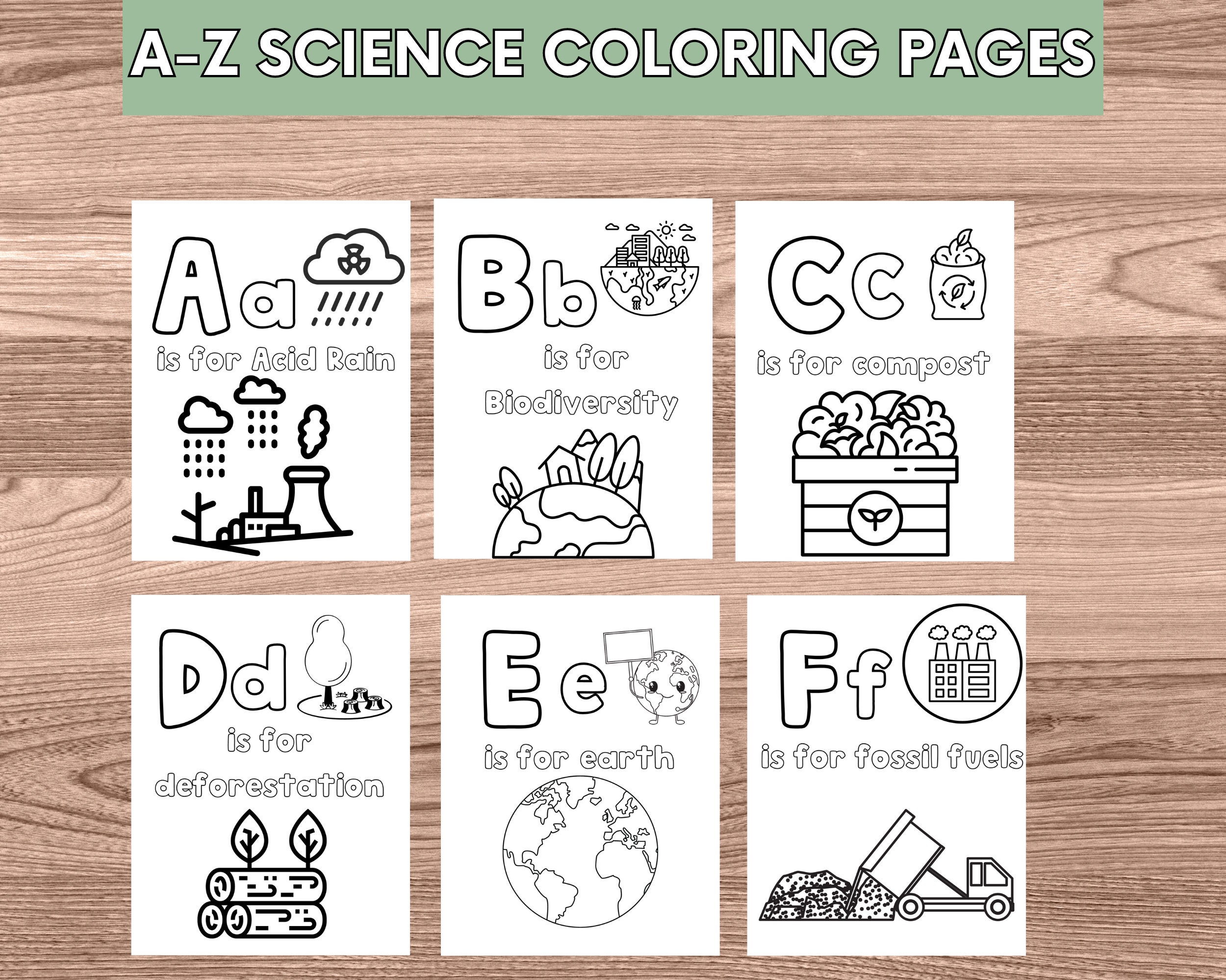 A-Z Science Alphabet Coloring Pages | Alphabet Coloring Pages for Kids ...