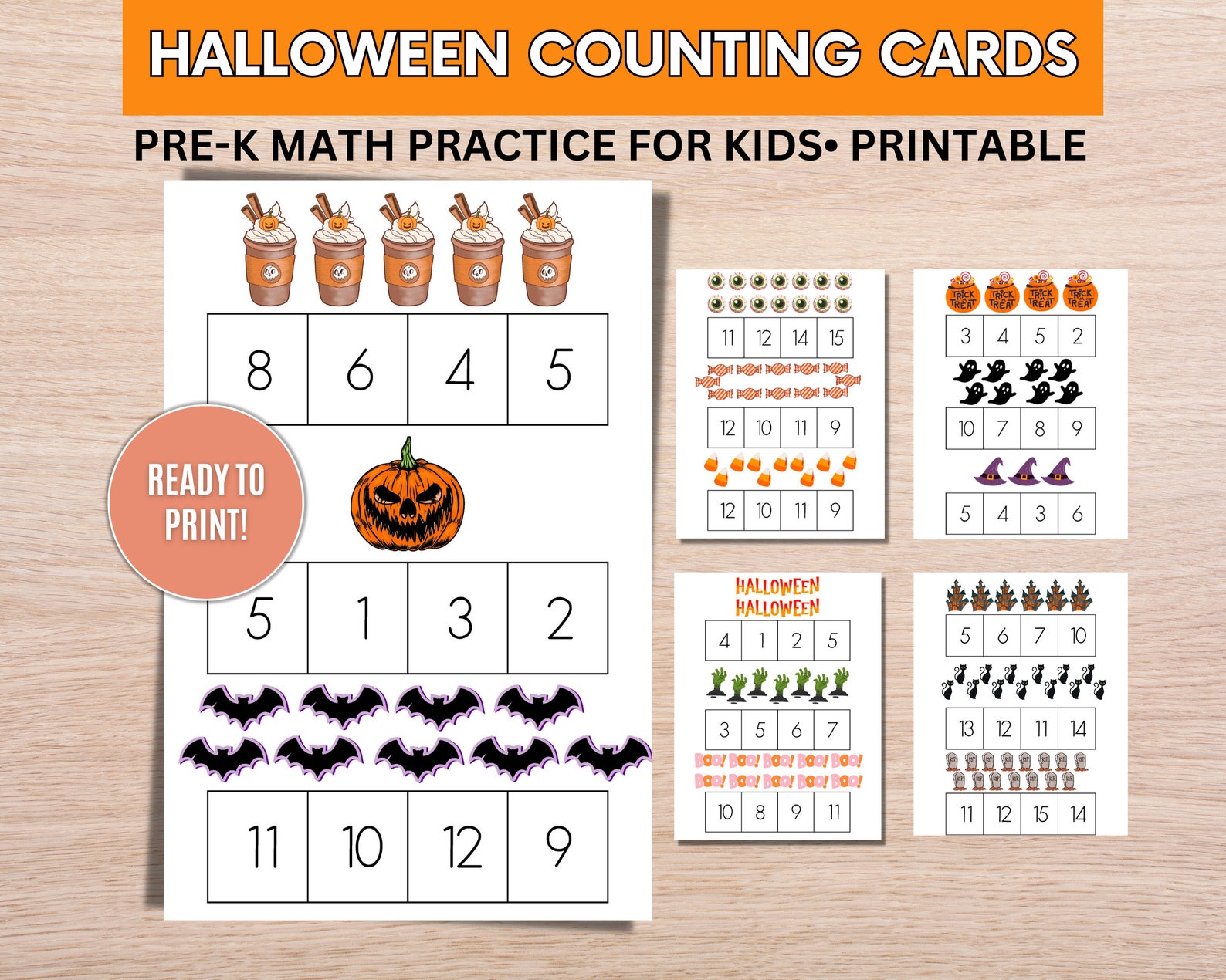 Halloween Counting Activity for Kids | Daycare Halloween Activity for ...