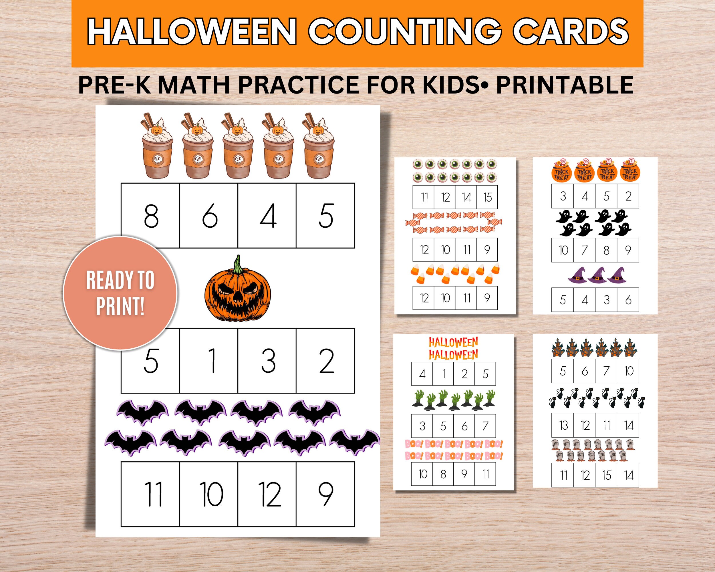Halloween Counting Activity for Kids | Daycare Halloween Activity for ...